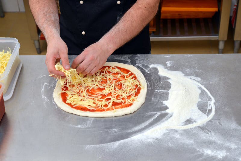 The Process of Making Pizza Stock Image - Image of homemade, chef ...