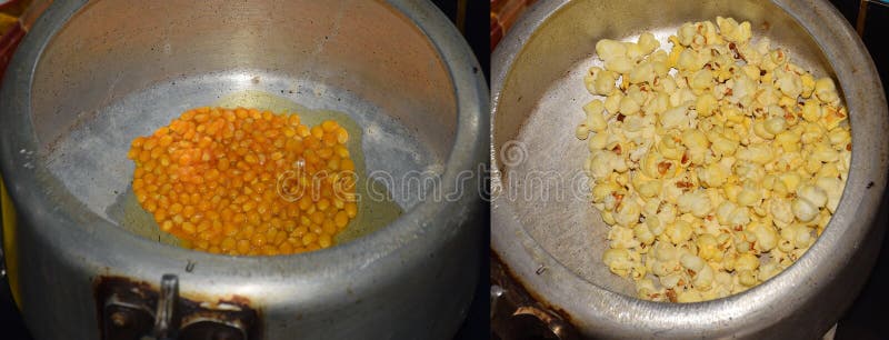 Popcorn making process stock photo. Image of food, natural - 191257098