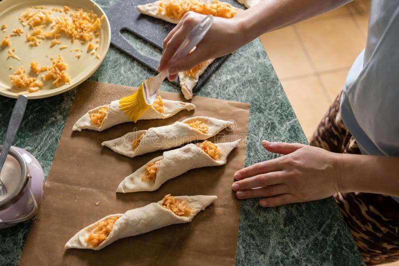 The Process of Making Puff Pastry Pie. the First Culinary Experience ...