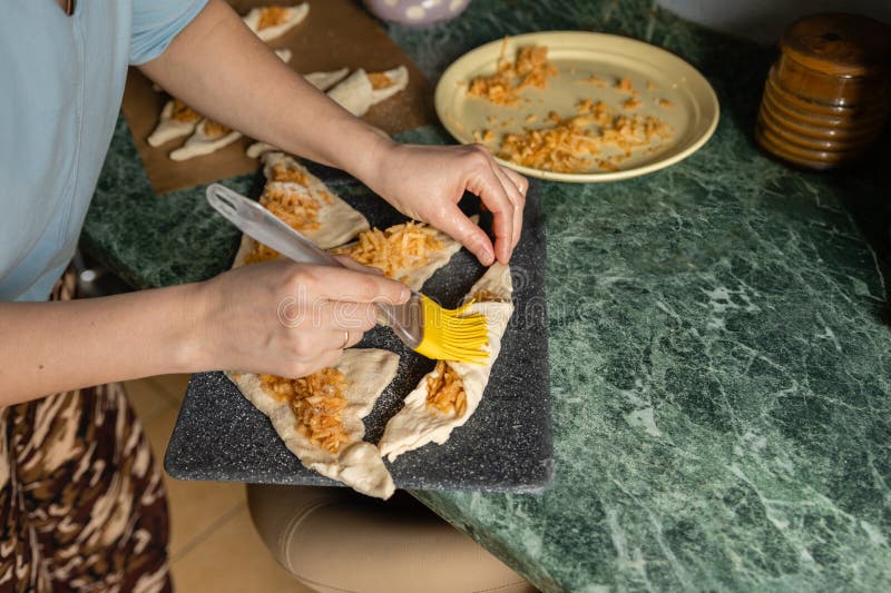 The Process of Making Puff Pastry Pie. the First Culinary Experience ...