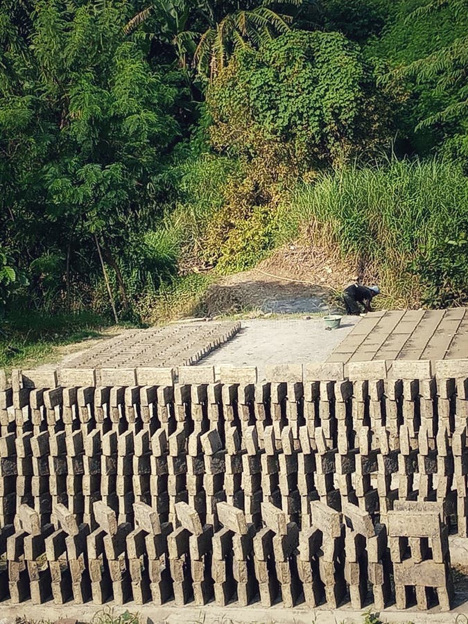 Process of Making Red Bricks Traditional Indonesia Stock Photo - Image ...