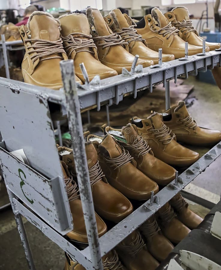 The Process of Making Shoes in a Factory Stock Photo - Image of leather ...