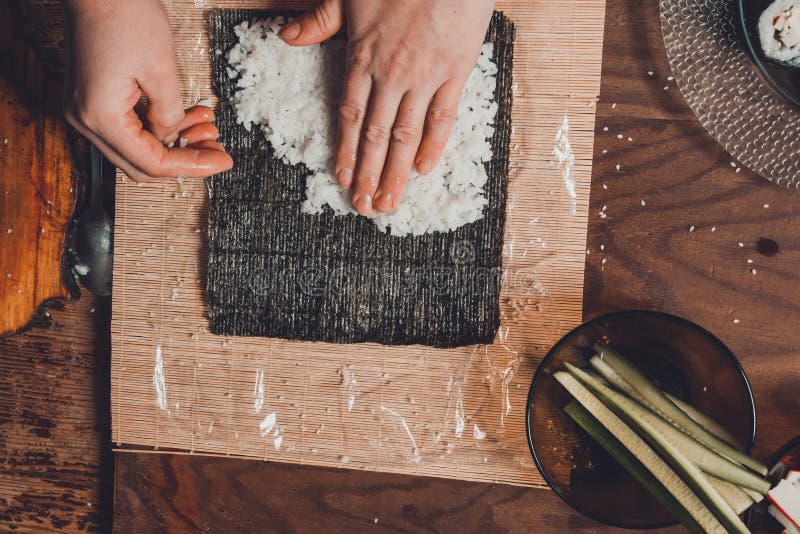 The Process of Making Sushi from Natural Ingredients is a Professional ...