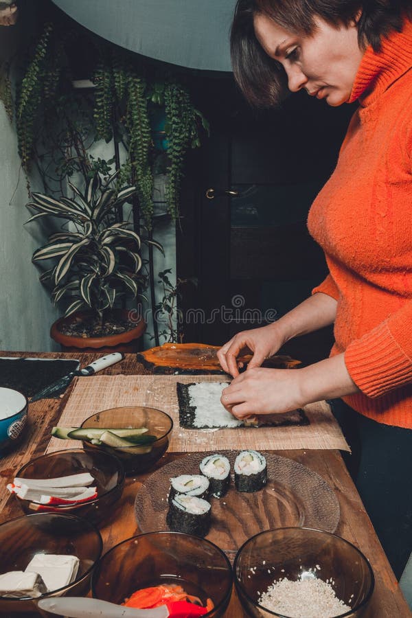 The Process of Making Sushi from Natural Ingredients is a Professional ...