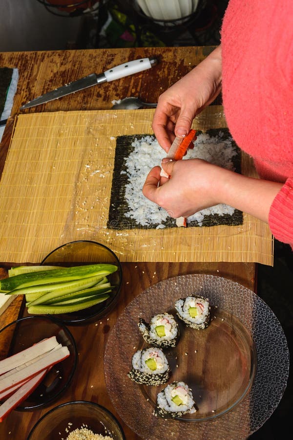 The Process of Making Sushi from Natural Ingredients is a Professional ...