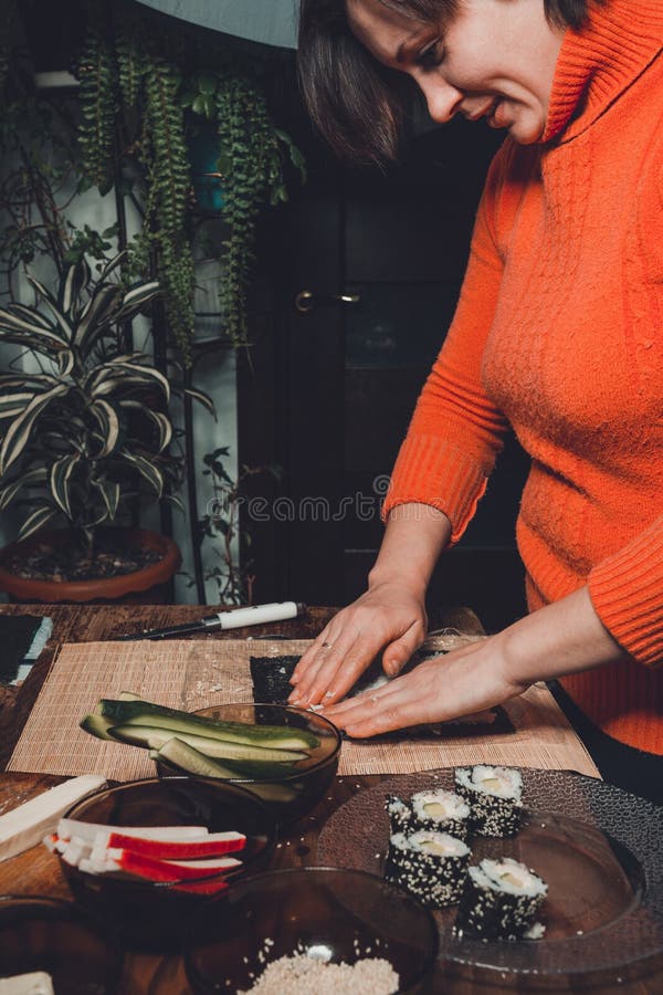The Process of Making Sushi from Natural Ingredients is a Professional ...