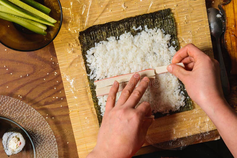 The Process of Making Sushi from Natural Ingredients is a Professional ...