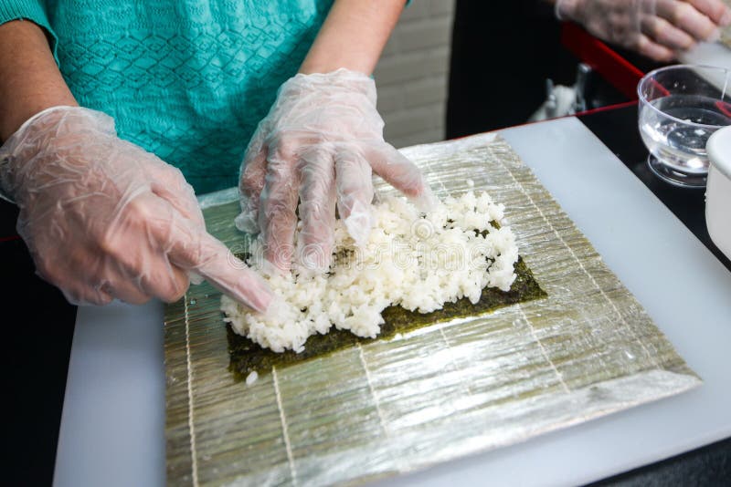 Process of making sushi stock image. Image of oriental - 88308659