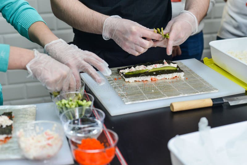 Process of making sushi stock image. Image of cucumber - 88308781