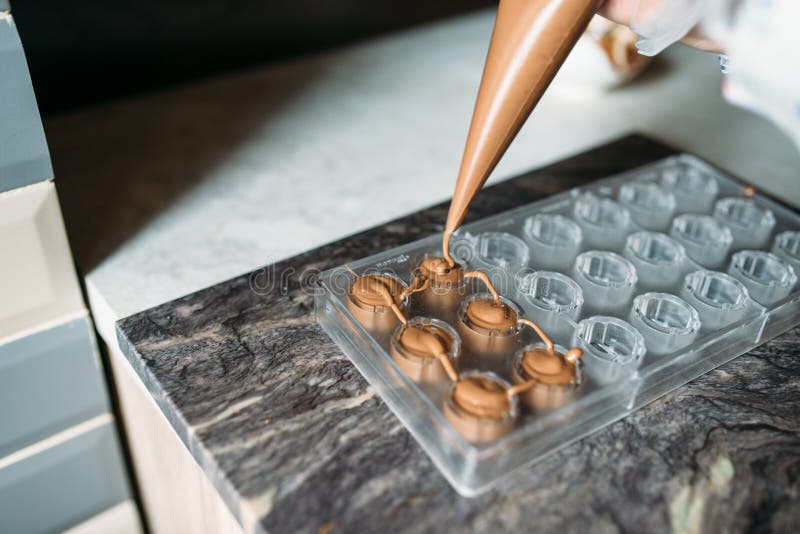 Process of Making Sweet Chocolate Sweets Homemade. Stock Image - Image ...