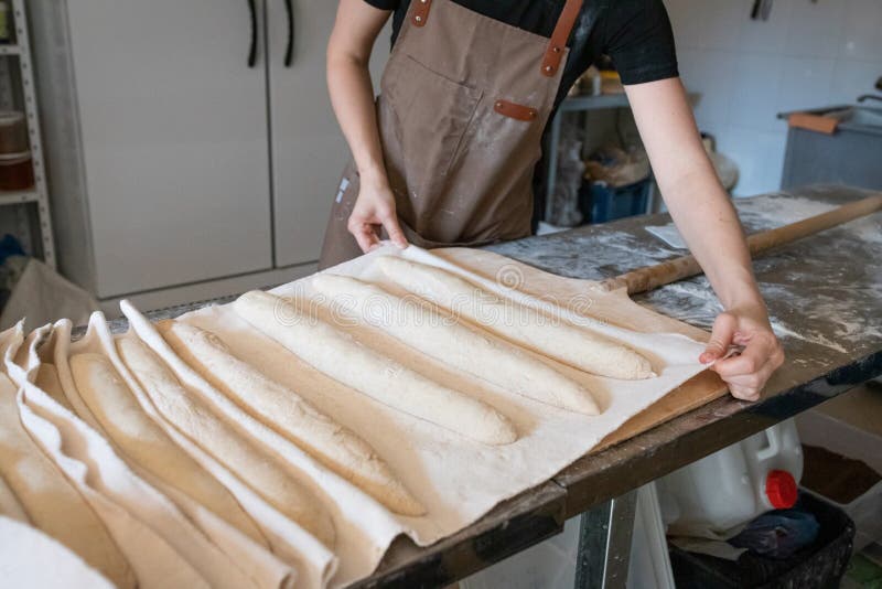 The Process of Making Traditional French Baguettes in a Craft Bakery ...