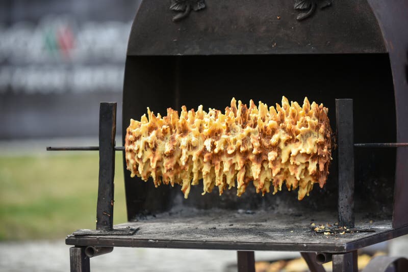 The Process of Making Traditional Lithuanian Tree Cake Stock Photo ...