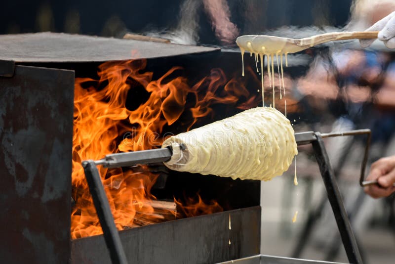 The Process of Making Traditional Lithuanian Tree Cake Stock Image ...