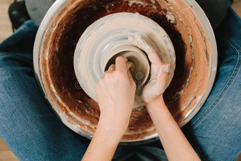 Process of Making a Unique Ceramic Shape. Potter Creates a Ceramic Bowl ...