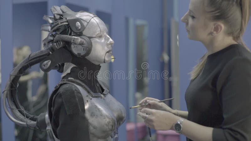 The Process of Making Up Girls Model. Slow Motion. Comic Con Stock ...