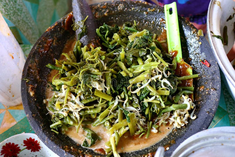 The Process of Making Vegetable Pecel Stock Image - Image of indonesia ...