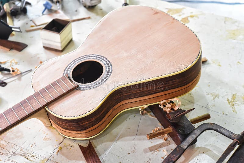 Process of Making Wooden Guitar Stock Image - Image of instrument ...