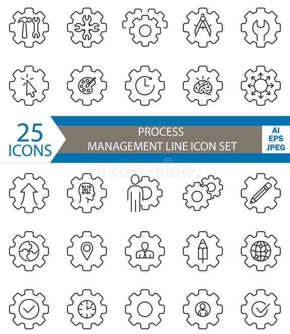 Process Management Icon Set in Flat Set Vector Illustrator Set Stock ...