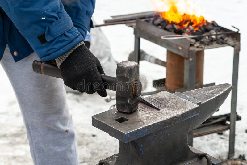The Process of Hand-forging Metal Stock Photo - Image of fire, hand ...