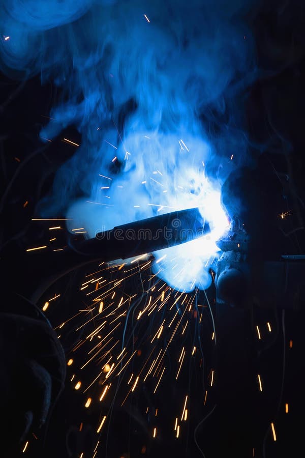 The Process of Manual Welding. Industrial Welding of Iron Construction ...