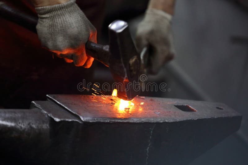 The Process of Manufacturing a Craft Product in a Forge Stock Photo ...