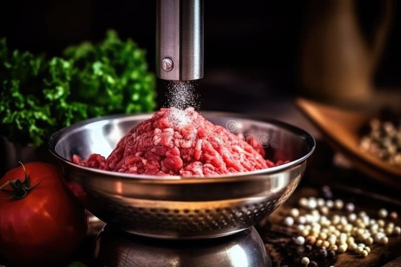 The Process of Minced Meat Preparation. Generative AI Stock ...