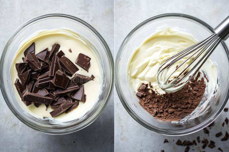The Process of Mixing Dark and White Chocolate Stock Illustration ...