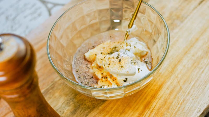 The Process of Mixing Mayonnaise and Onions Stock Footage - Video of ...