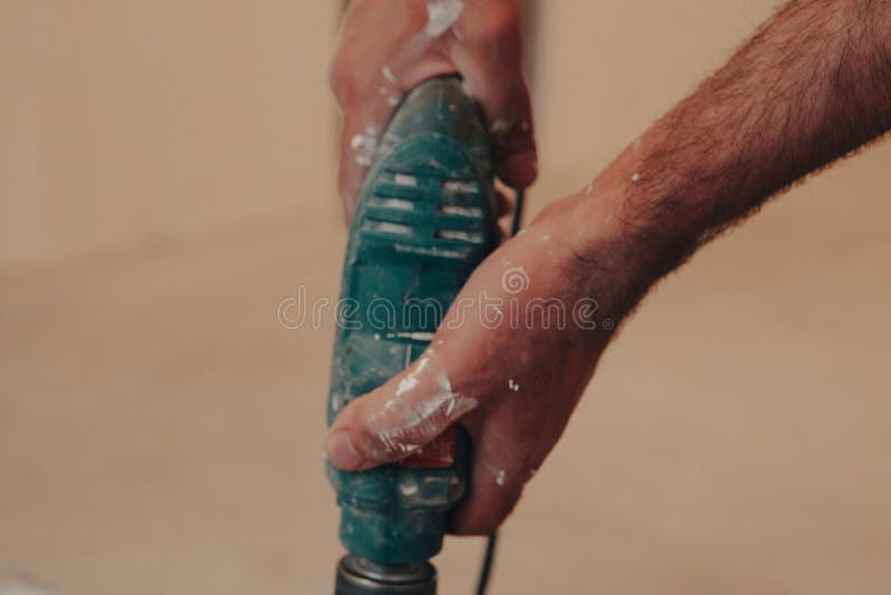 The Process of Mixing Plaster Mortar Putty Stock Photo - Image of ...