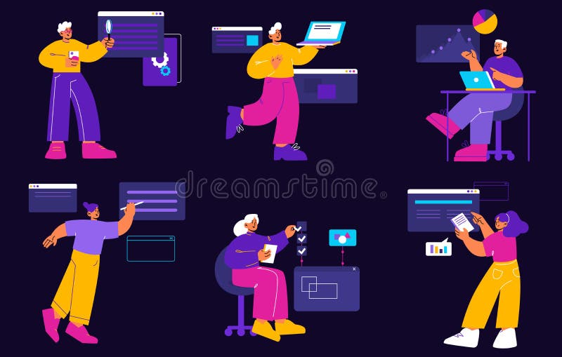Process of Mobile and Web App Development Stock Vector - Illustration ...