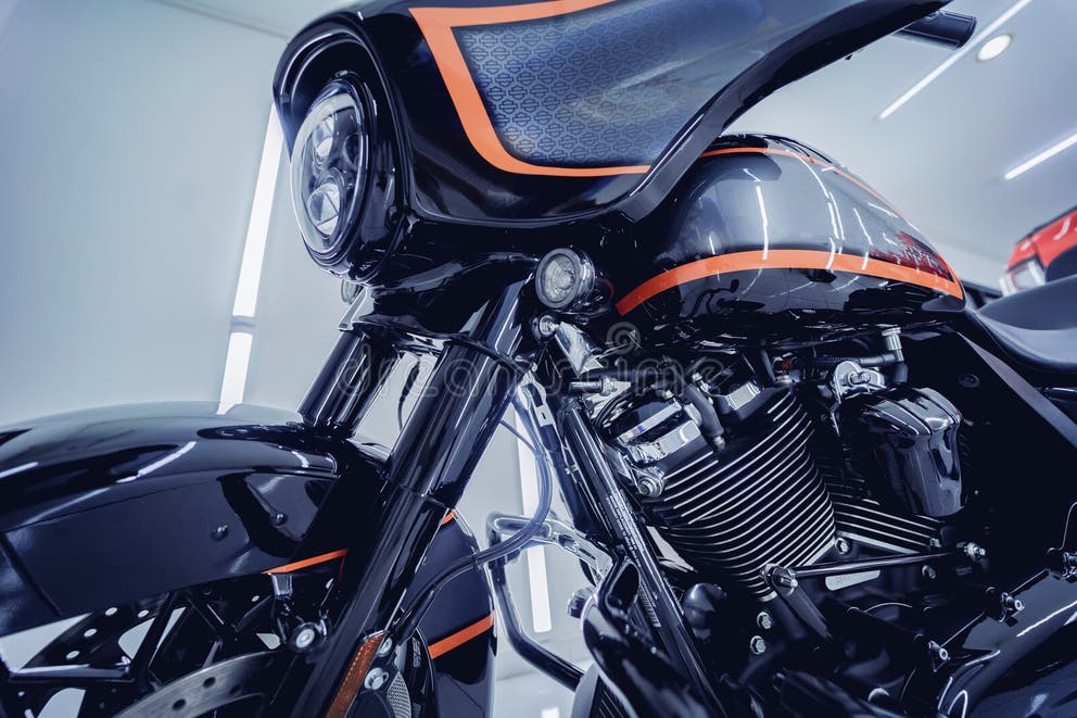 The Process of Nano Coating Motorcycle Applying Soft Fiber Sponge Stock ...