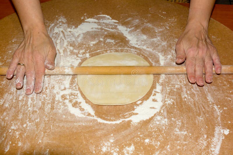 The Process of Opening a Traditional Homemade Pastry Sheet Stock Photo ...