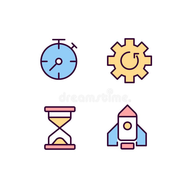 Process and Operation Pixel Perfect RGB Color Icons Set Stock Vector ...