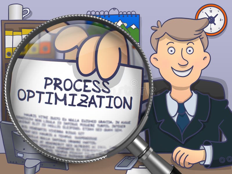 Process Optimization through Magnifier. Doodle Style. Stock ...