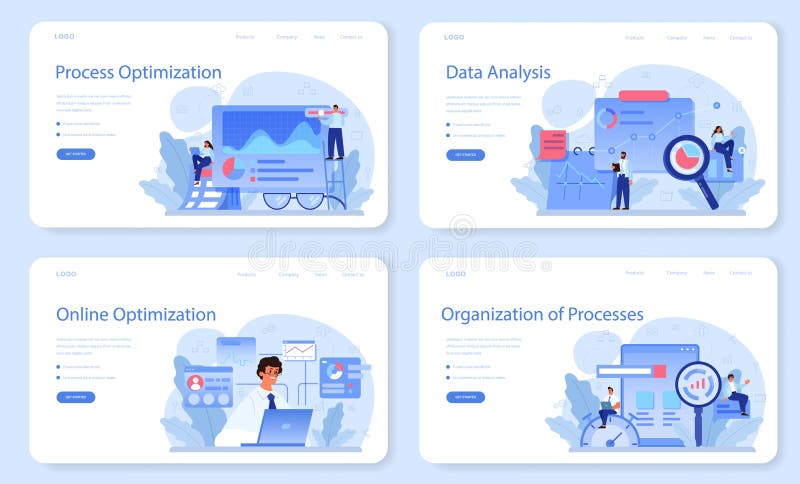 Process Optimization Web Banner or Landing Page Set. Idea of Business ...