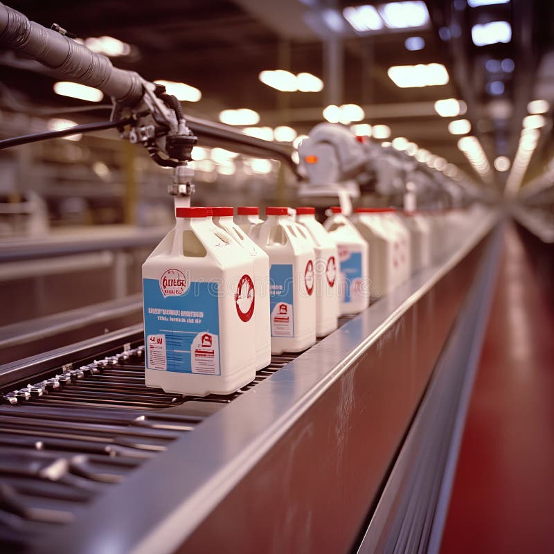 The Process of Packaging Milk in a Modern Factory Utilizes Automated ...