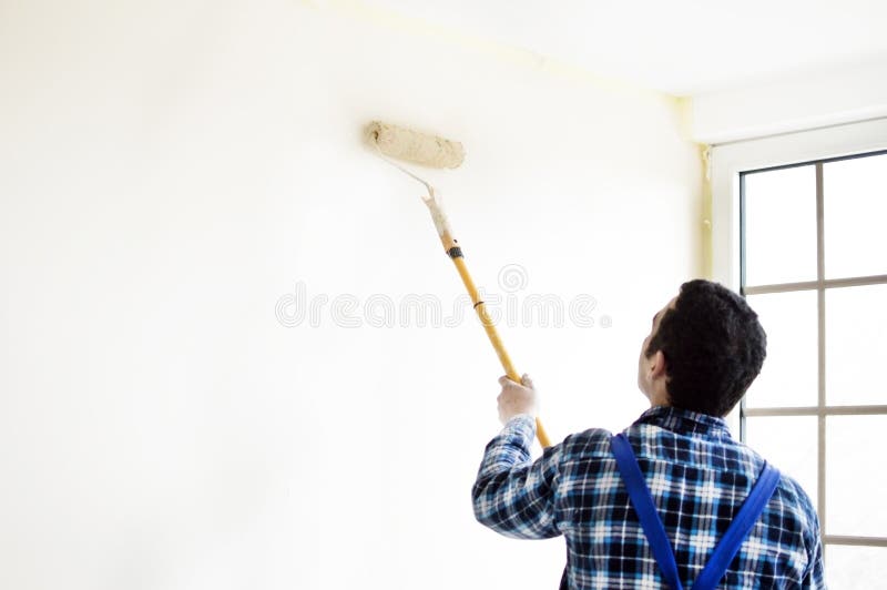 The Process of Painting the Walls in the Room Stock Image - Image of ...
