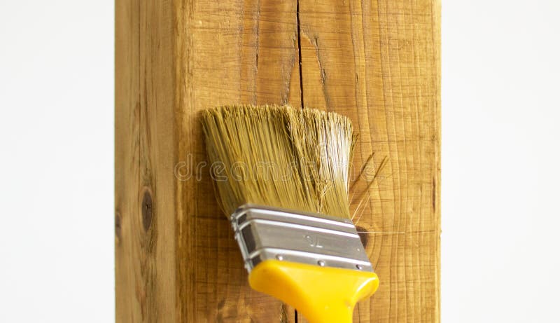 The Process of Painting a Wooden Pillar Stock Photo - Image of repair ...
