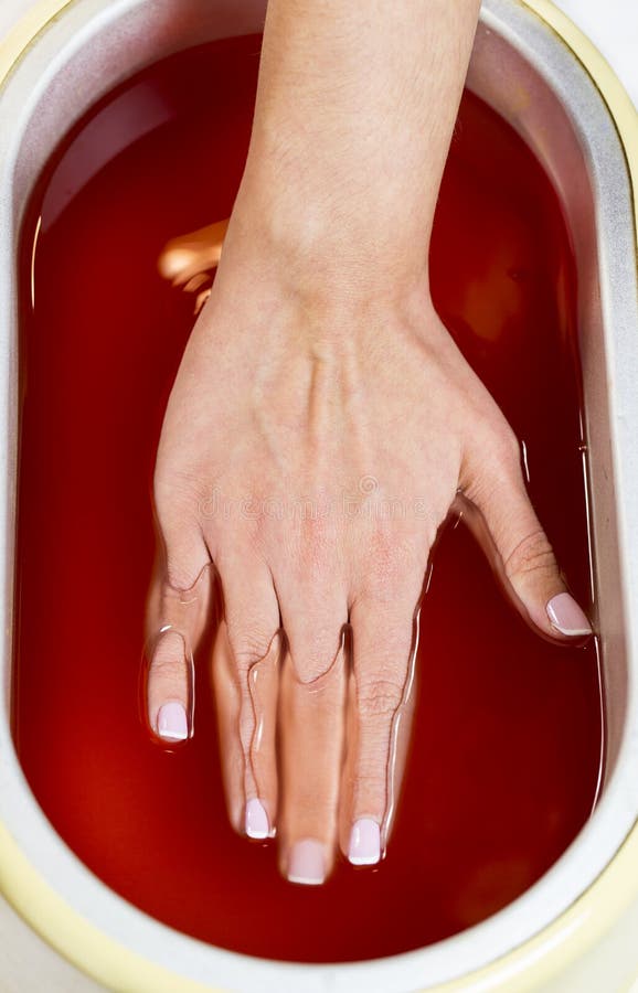 Process Paraffin Treatment of Female Hands Stock Image - Image of ...