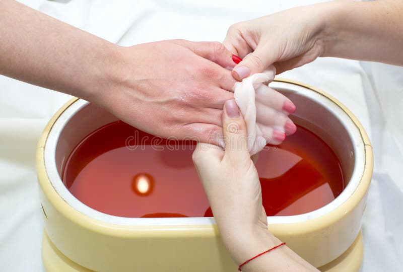 Process Paraffin Treatment of Female Hands Stock Image - Image of work ...