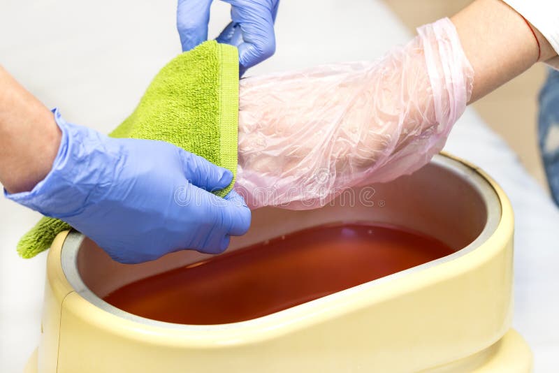Process Paraffin Treatment of Female Hands Stock Photo - Image of ...