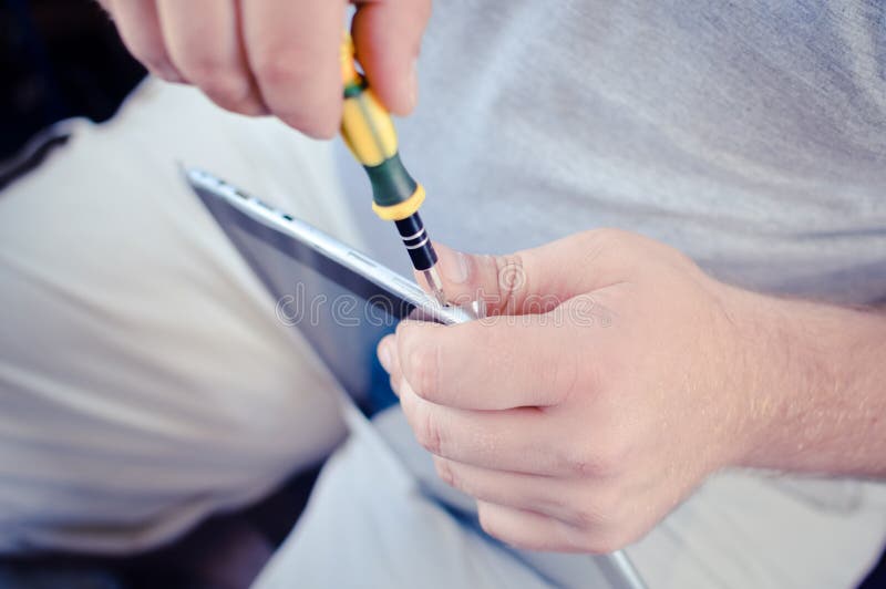 Process of PC Tablet Device Repair Stock Photo - Image of microchip ...
