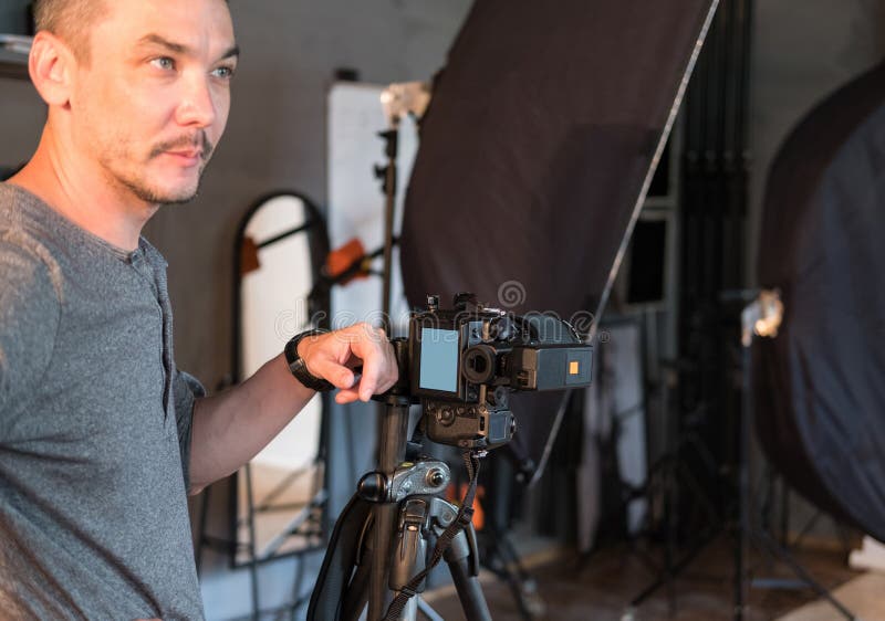 The Process of Photo Shooting in Studio Stock Image - Image of ...
