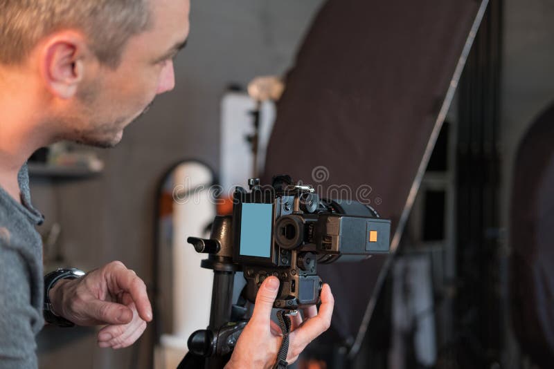 The Process of Photo Shooting in Studio Stock Image - Image of ...