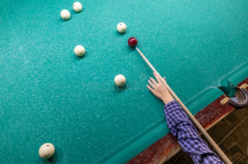 The Process of Playing Billiards with a Cue in Hand at the Billiard ...