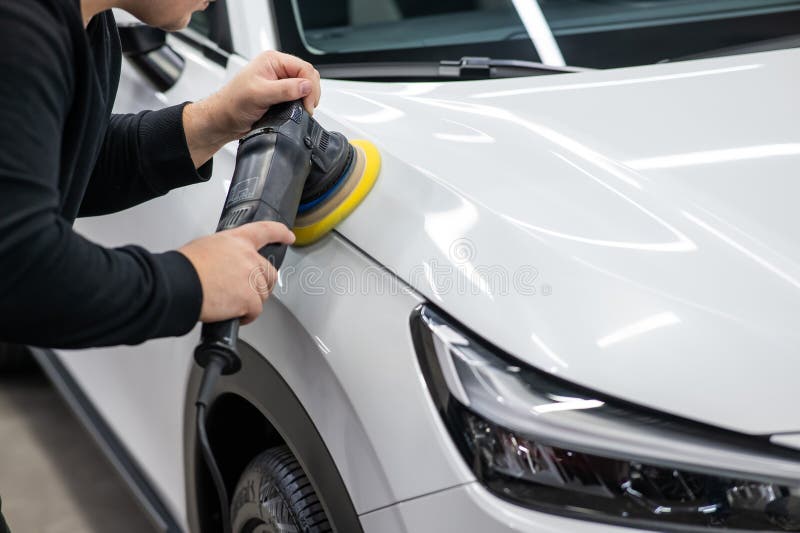 Process of Polishing White Car Hood Surface Using Orbital Polishing ...