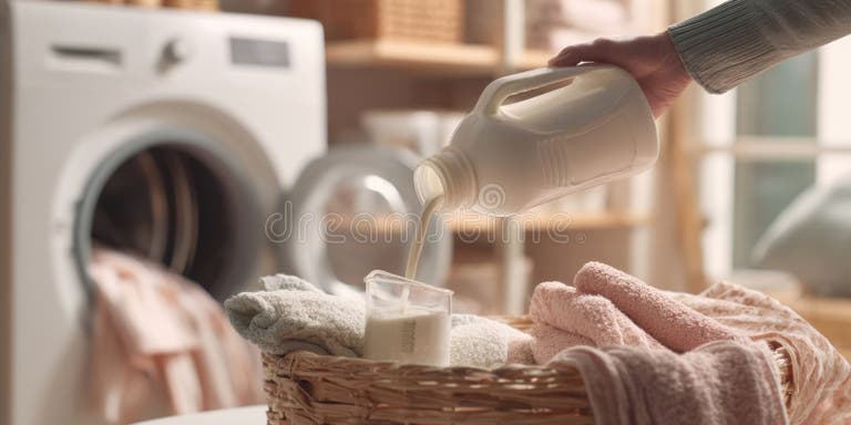 The Process of Pouring Laundry Detergent into a Measuring Cup at Home ...