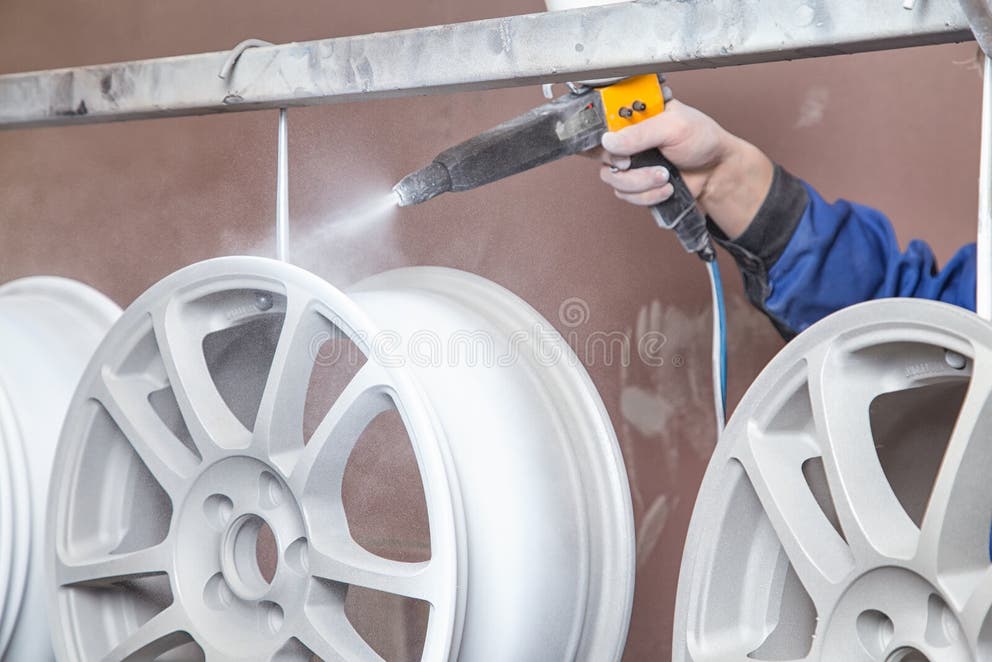 Process of Powder Coating Auto Disks Stock Image - Image of disk ...