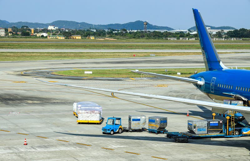 Process of Pre-flight Service and Handling. Luggage and Catering ...