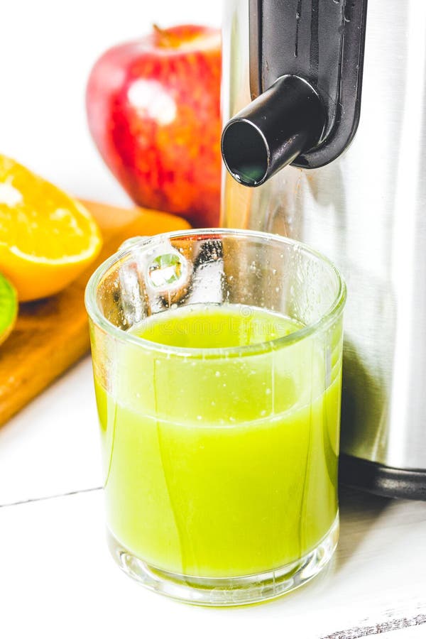 Process Preparation of Fresh Juice in Juicer Stock Photo - Image of ...